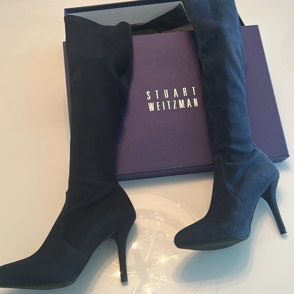 Stuart Weitzman | Shoes | Stuart Weitzman Blue Suede Boots | Poshmark